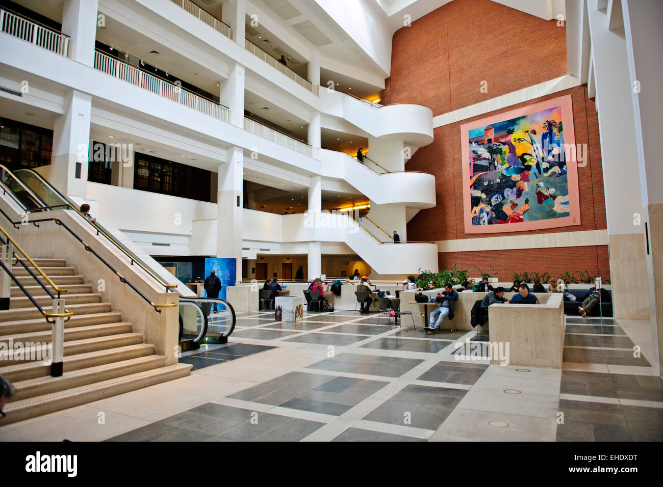 Exteriors,Interior of the British Library,smoked glass wall of the King ...