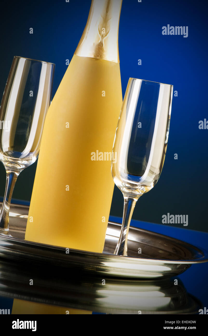 Champagne against color gradient background Stock Photo - Alamy