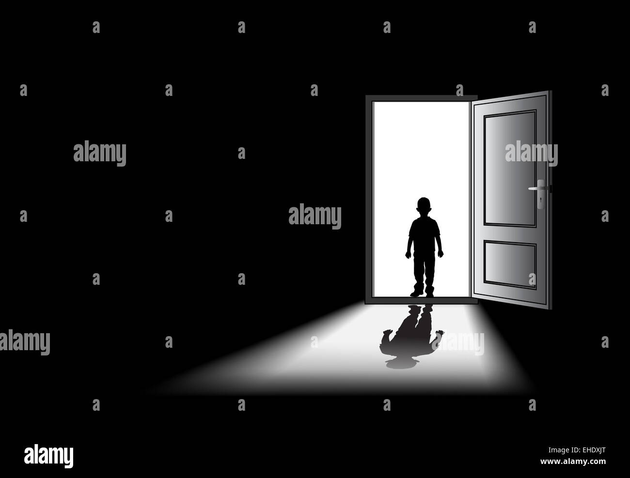 kid enters a dark room Stock Photo - Alamy