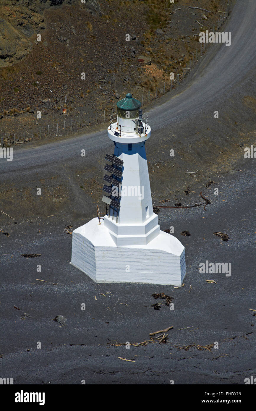 Low level lighthouse at Pencarrow Head, entrance to Wellington Harbour ...