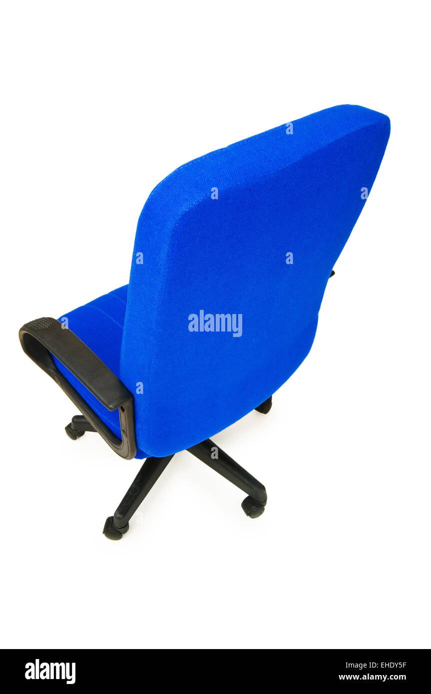 Blue office chair isolated on the white Stock Photo - Alamy