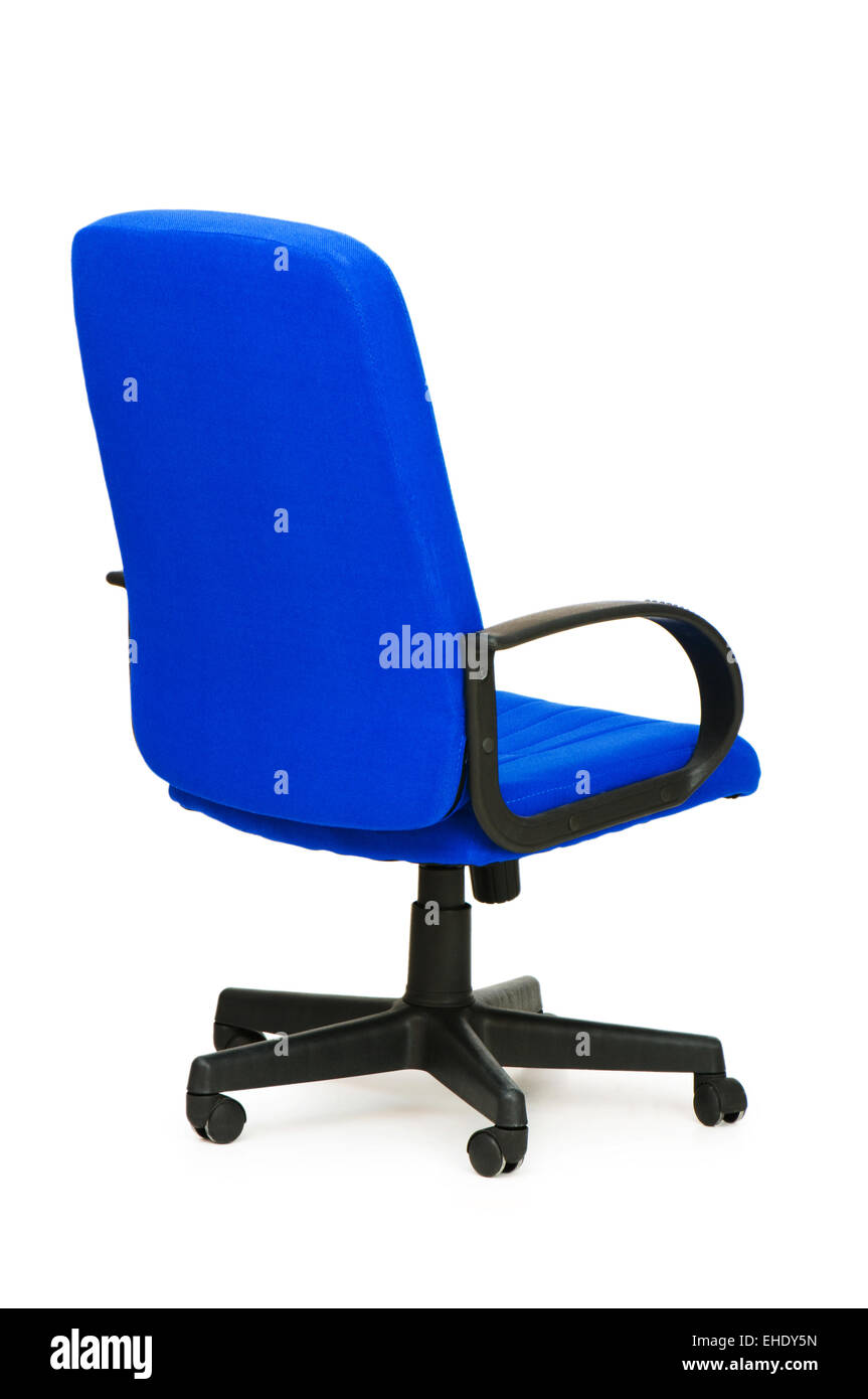 Blue office chair isolated on the white Stock Photo - Alamy