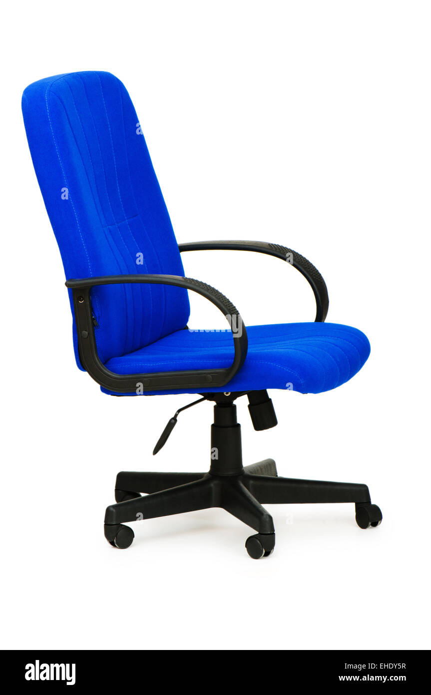 Blue office chair isolated on the white Stock Photo - Alamy