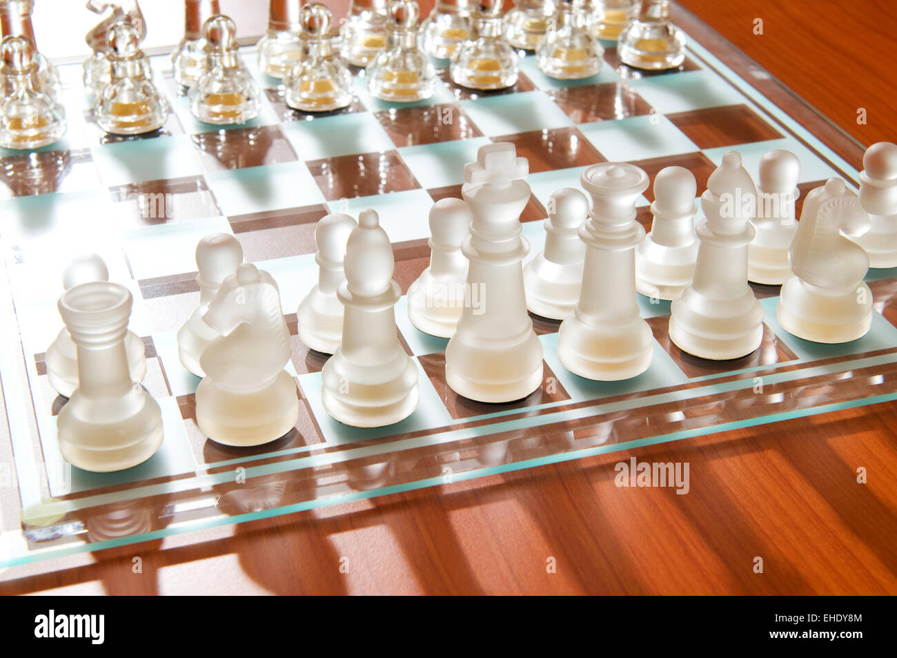 Set of chess figures on the playing board Stock Photo - Alamy