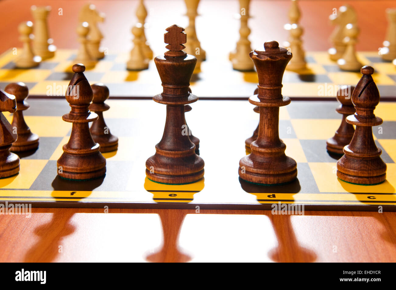 Set of chess figures on the playing board Stock Photo - Alamy