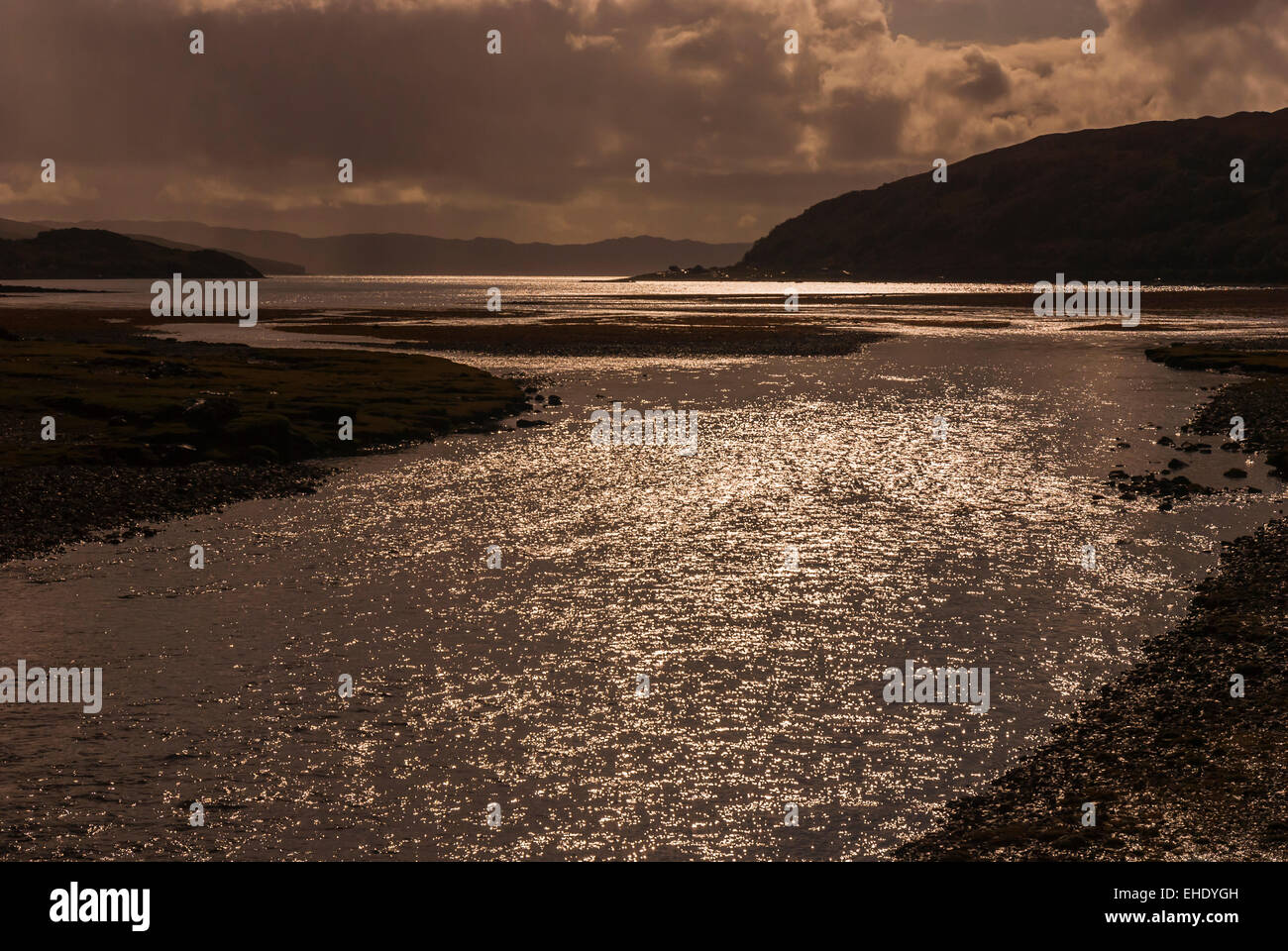 A warm sepia coloured image of loch Slapin, Isle of Skye, Inner ...