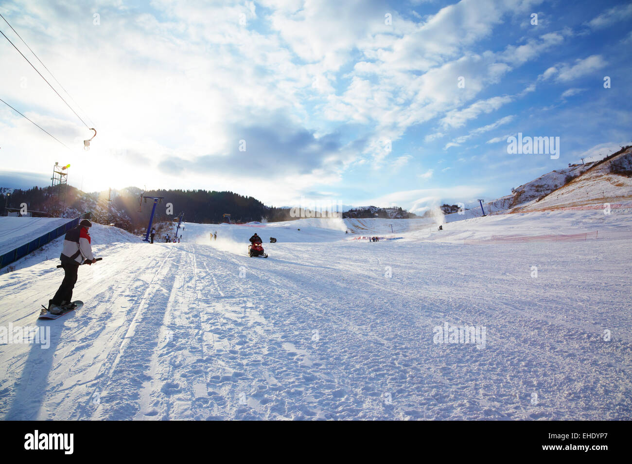 Mountain ski resort slope Stock Photo - Alamy