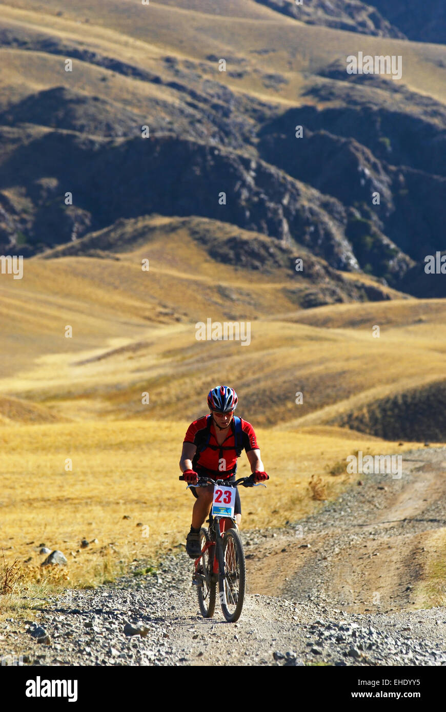 Biker on road in mountain hi-res stock photography and images - Alamy