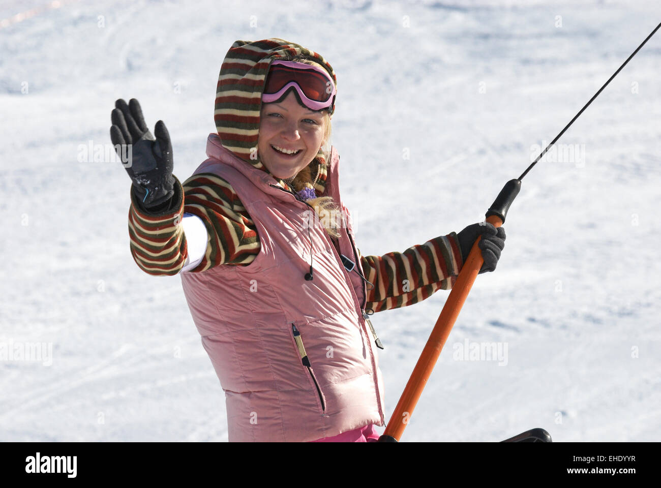 Women on ski resort slope Stock Photo - Alamy