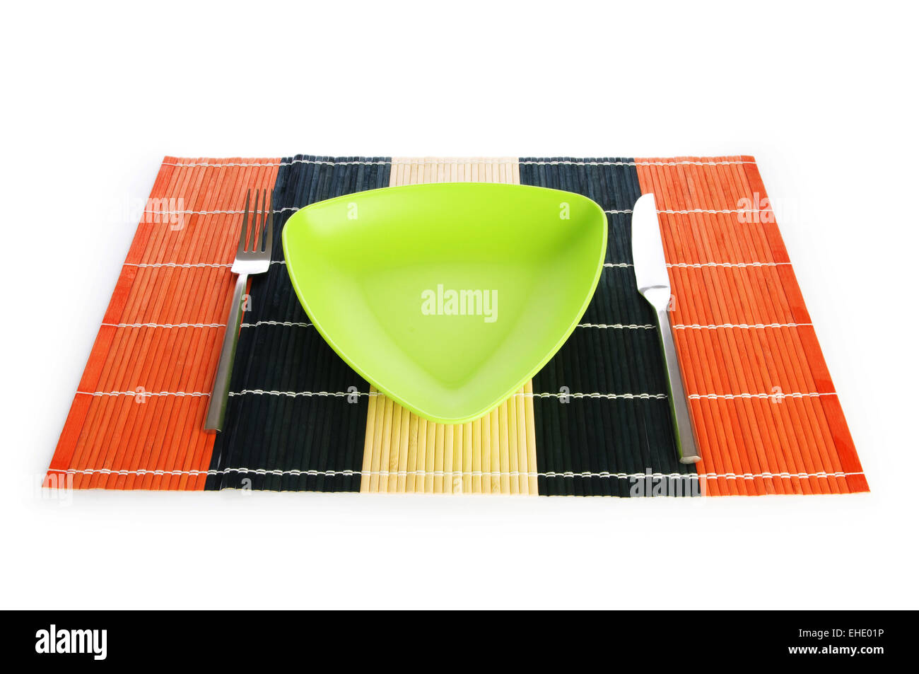 Plate with utensils isolated on the white Stock Photo - Alamy