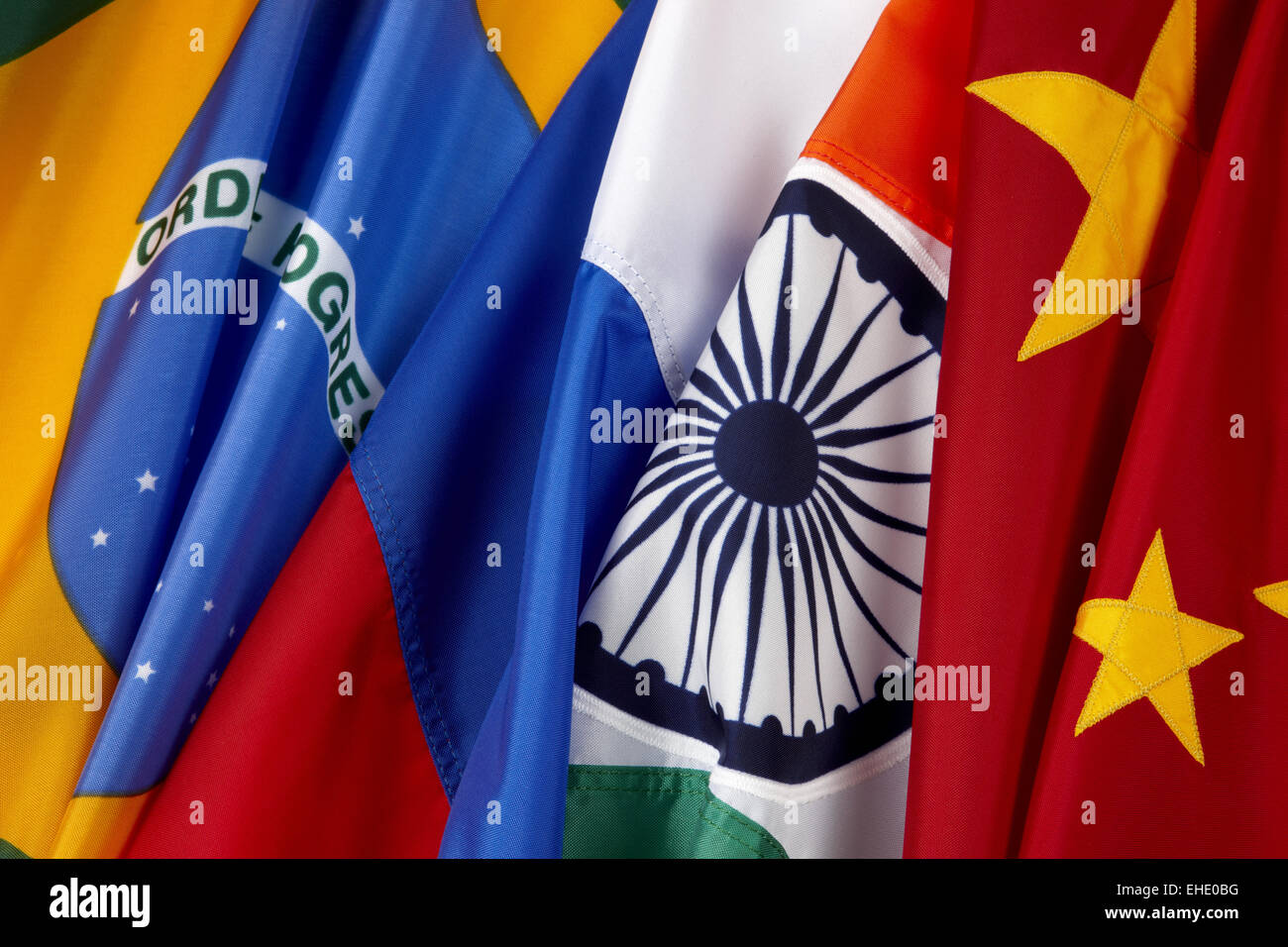 Flags of Brazil. Russian, India and China Stock Photo - Alamy