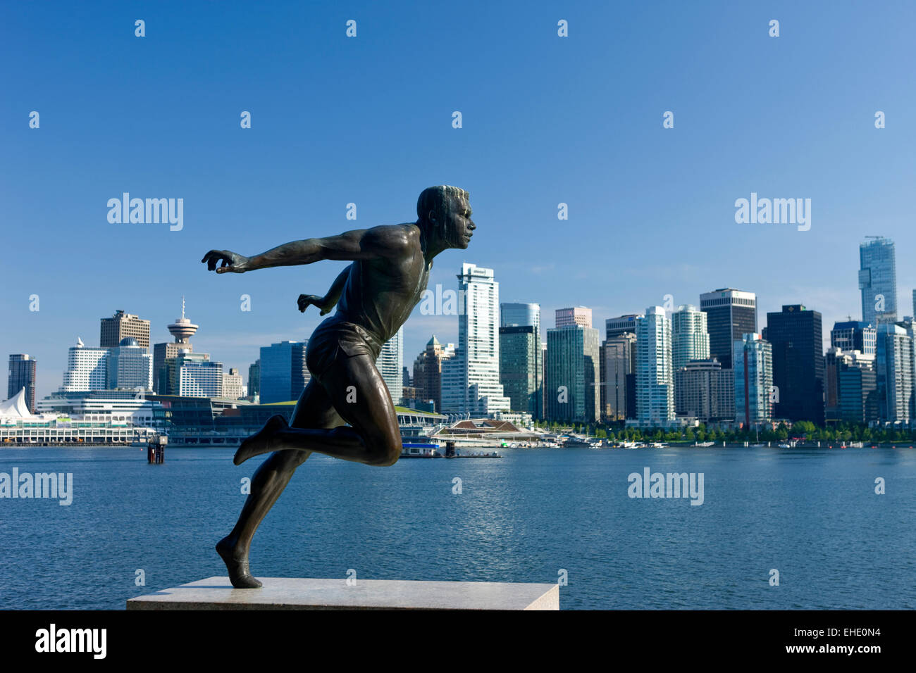 HARRY WINSTON JEROME STATUE STANLEY PARK DOWNTOWN SKYLINE VANCOUVER ...