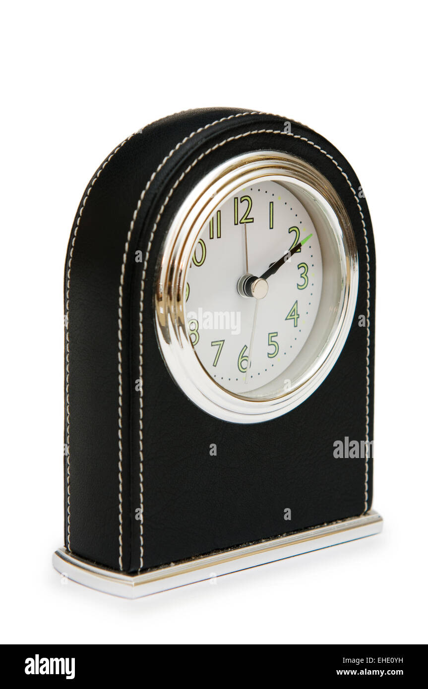 Table clock isolated on the white background Stock Photo - Alamy