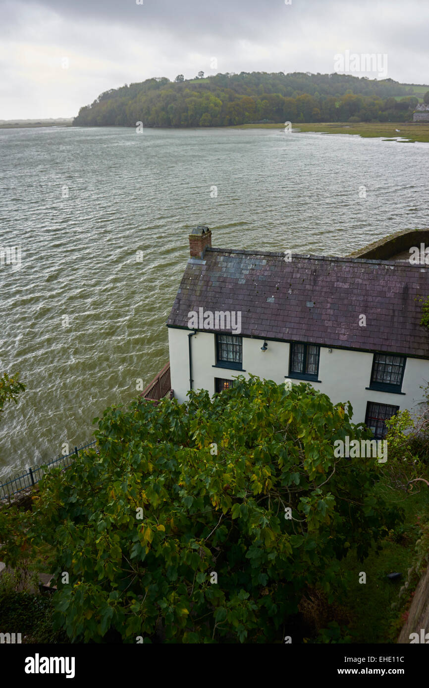 Exterior part view of Dylan Thomas's house overlooking estuary at ...