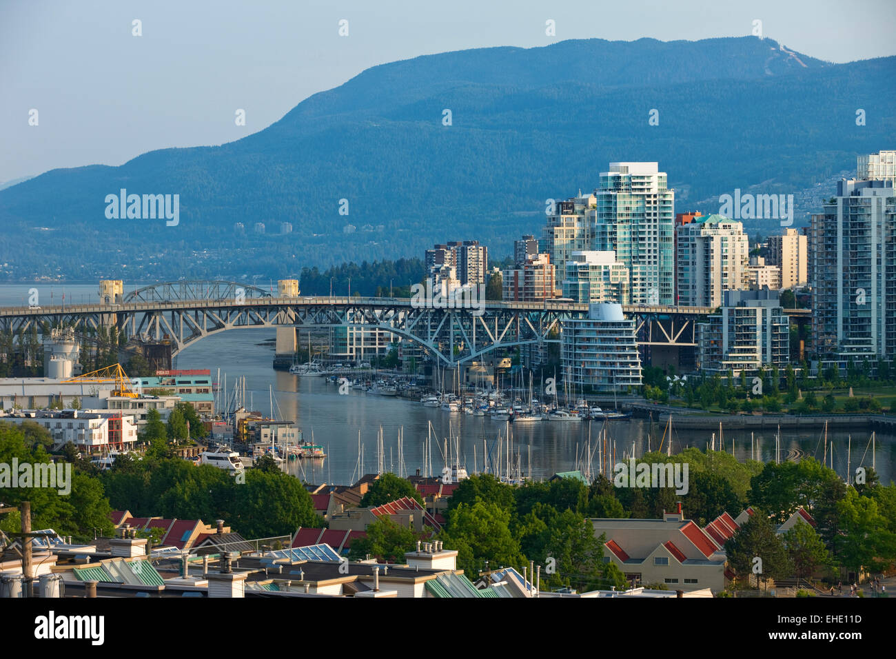 BURRARD STREET BRIDGE FALSE CREEK VANCOUVER SKYLINE BRITISH COLUMBIA ...