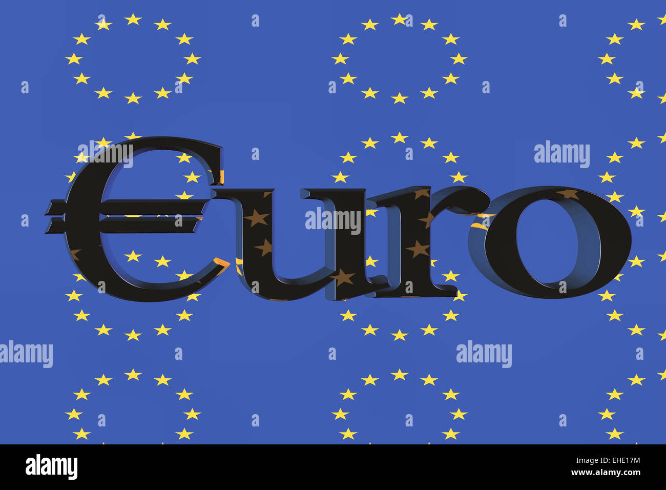 Euro word on european flag Stock Photo - Alamy
