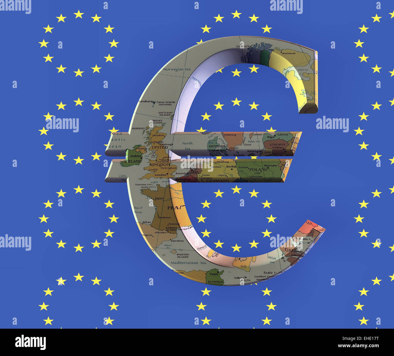 Euro with map of europe Stock Photo - Alamy