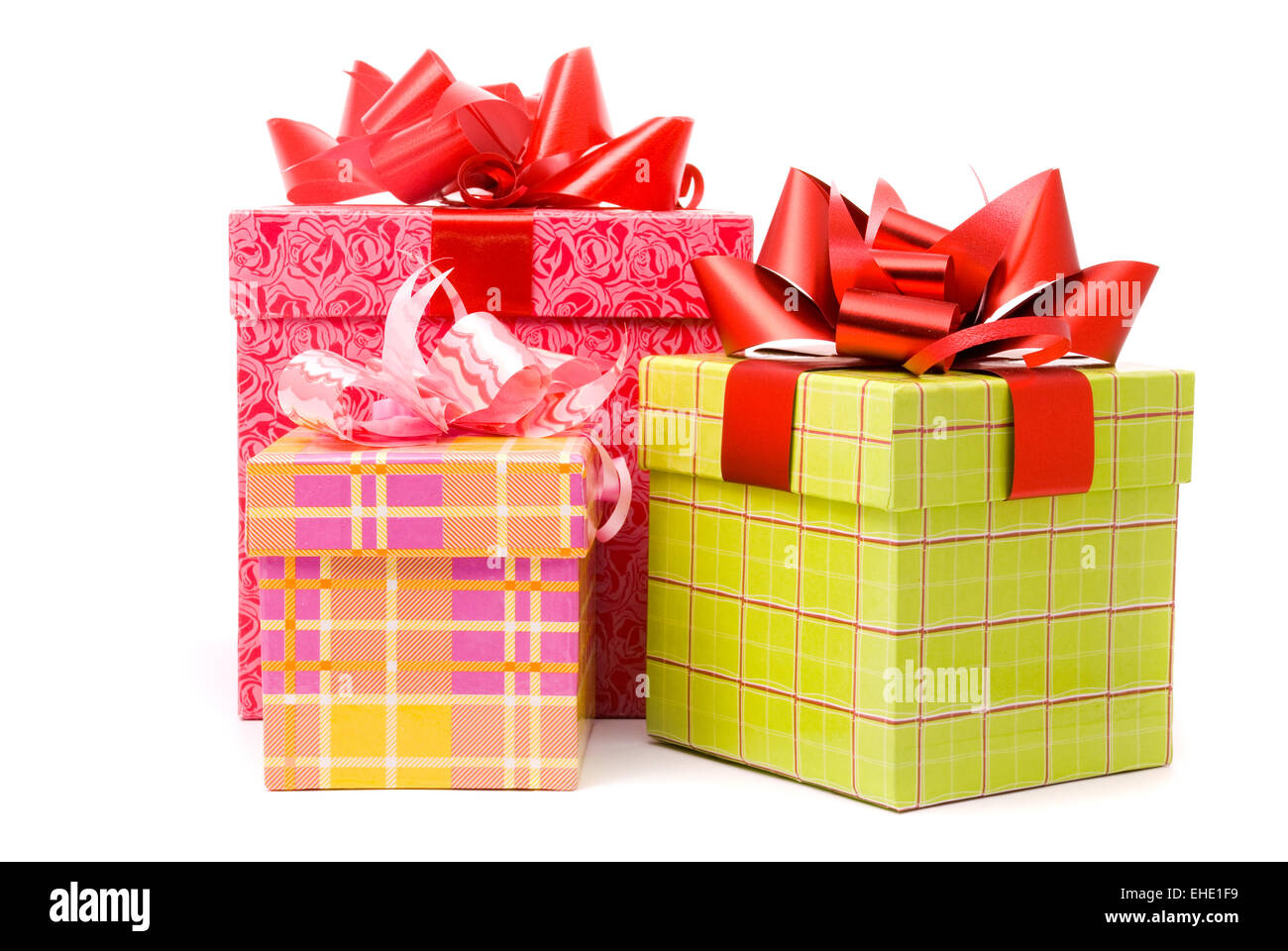 Three gift box studio shot Stock Photo - Alamy