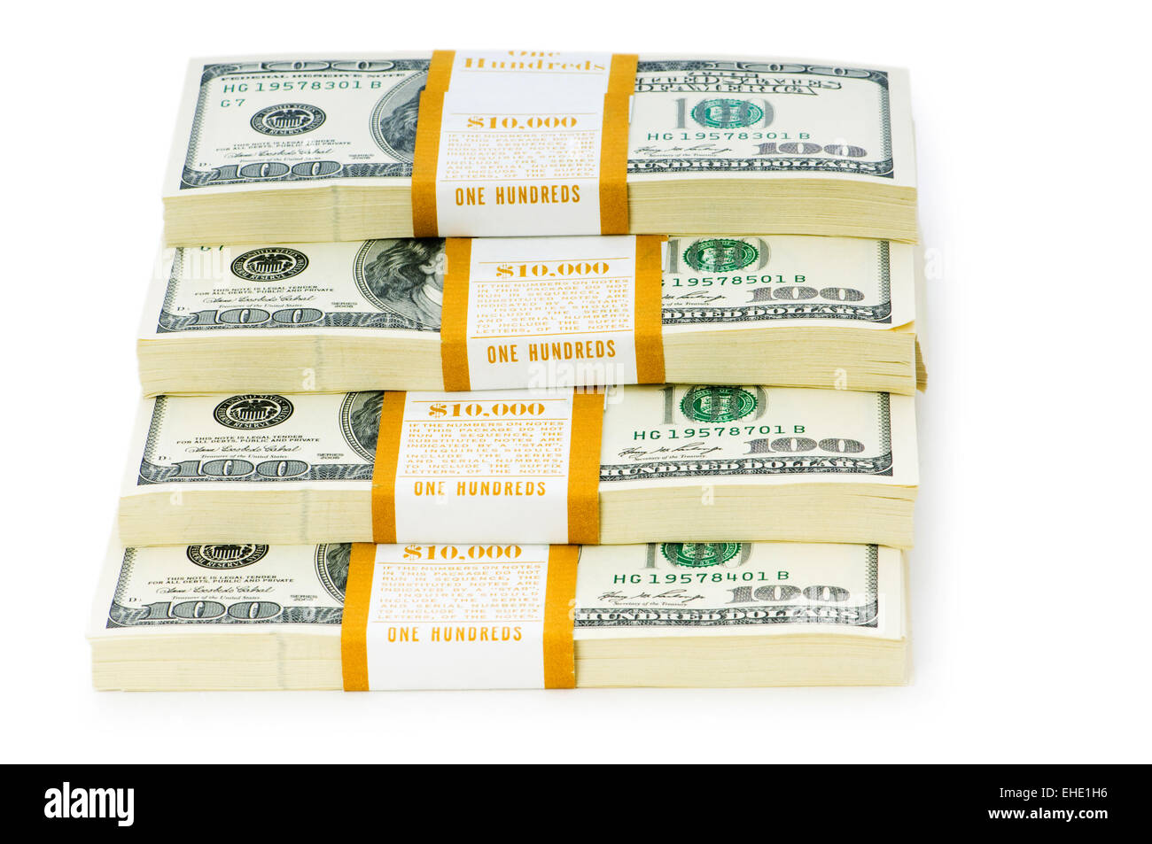 Stack of dollars isolated on the white Stock Photo - Alamy