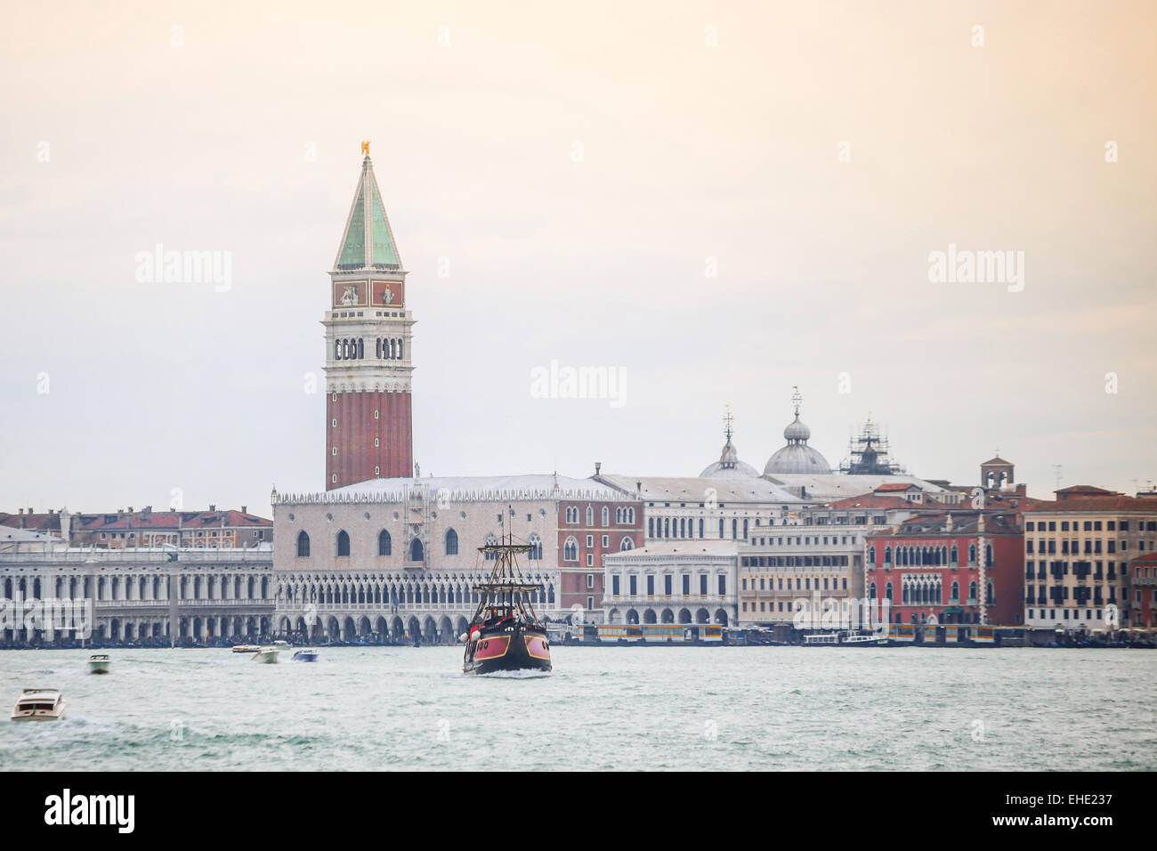 A view of the San Marco campanile and other famous buildings on Piazza ...