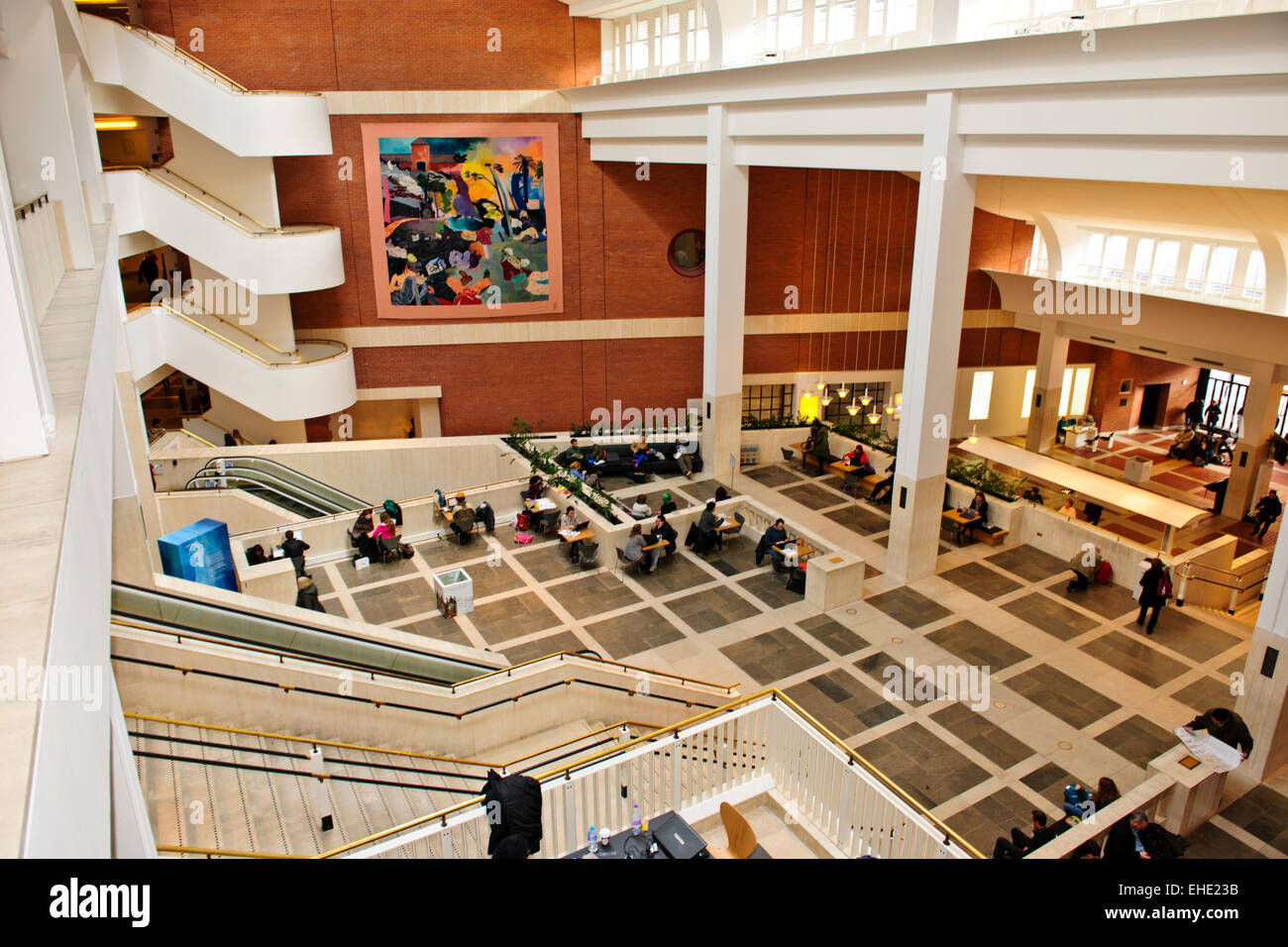 Exteriors,Interior of the British Library,smoked glass wall of the King ...
