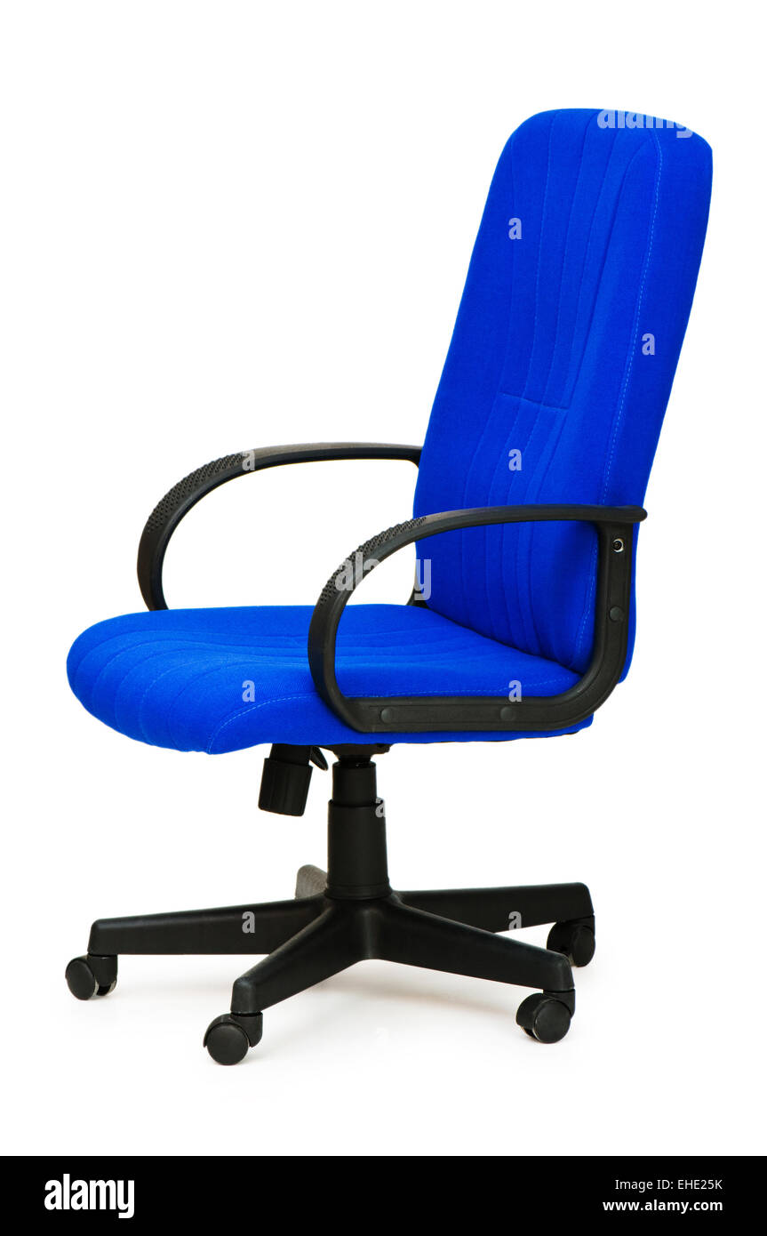 Blue office chair isolated on the white Stock Photo - Alamy