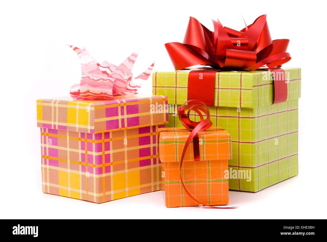 Three gift box studio shot Stock Photo - Alamy