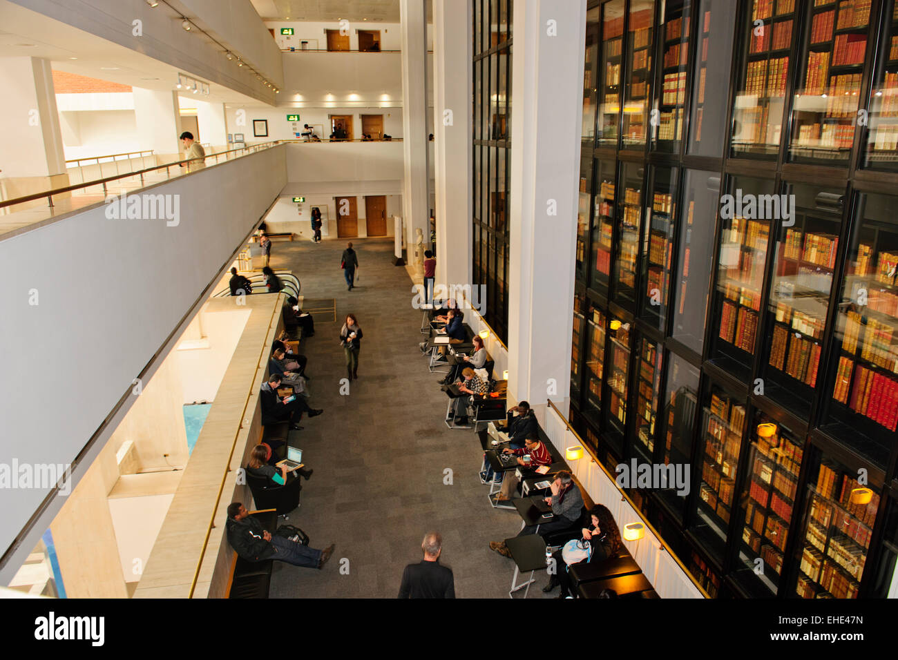 Exteriors,Interior of the British Library,smoked glass wall of the King ...