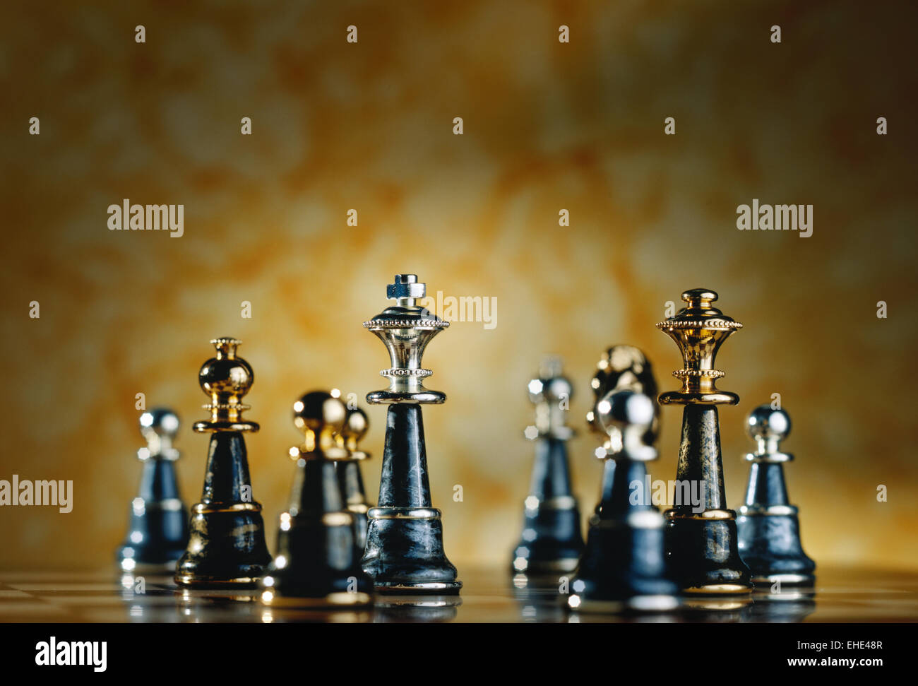 Metallic Chess Pieces Stock Photo - Alamy