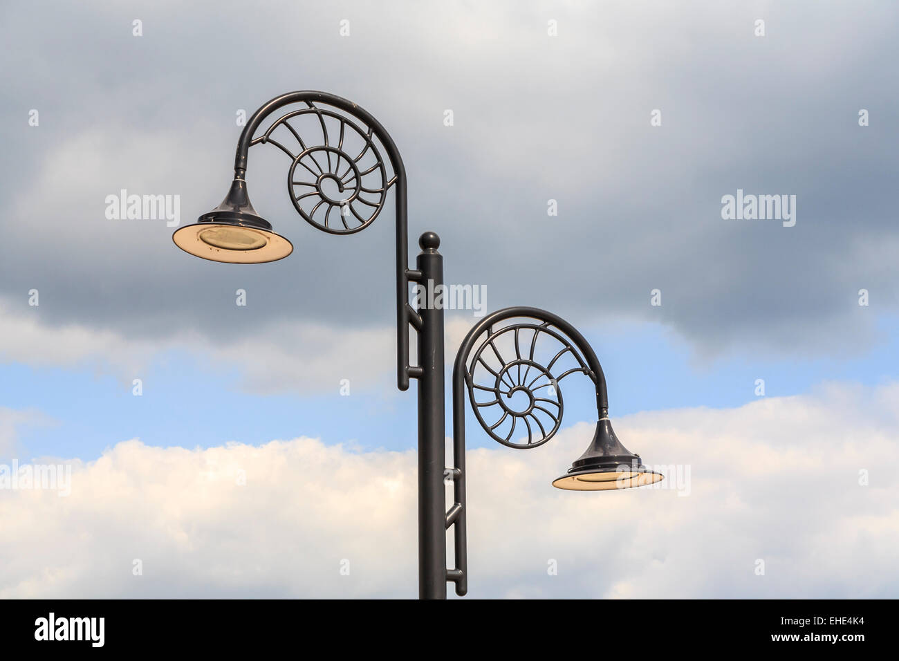Street light in Lyme Regis on the Jurassic Coast, Devon with a fossil ...