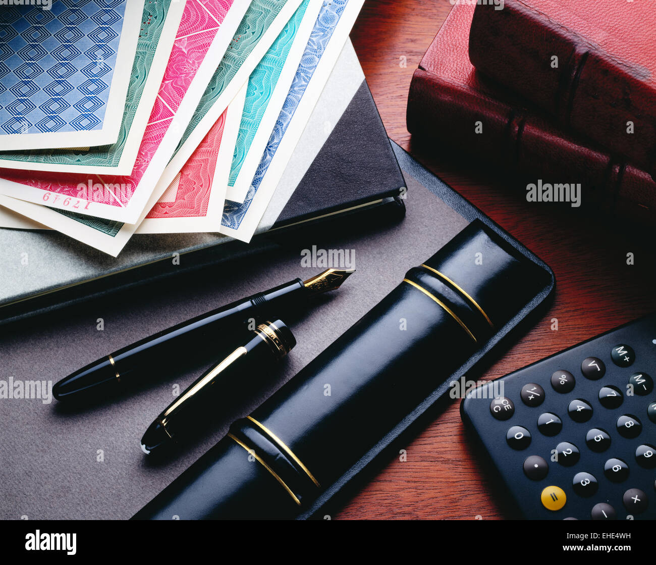 Desktop with pen Stock Photo - Alamy