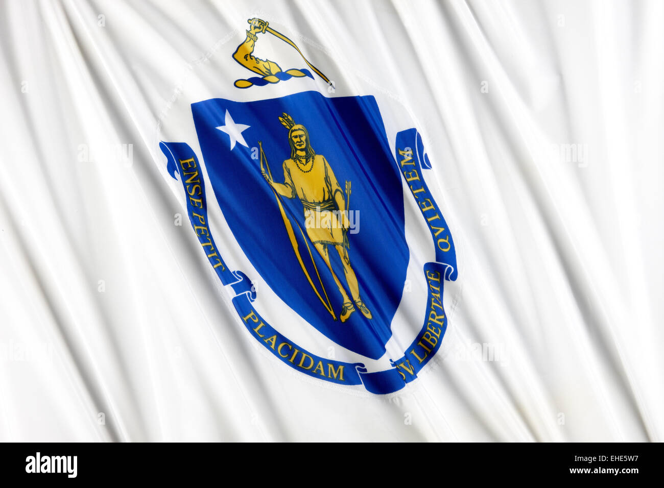 Massachusetts State flag Stock Photo - Alamy