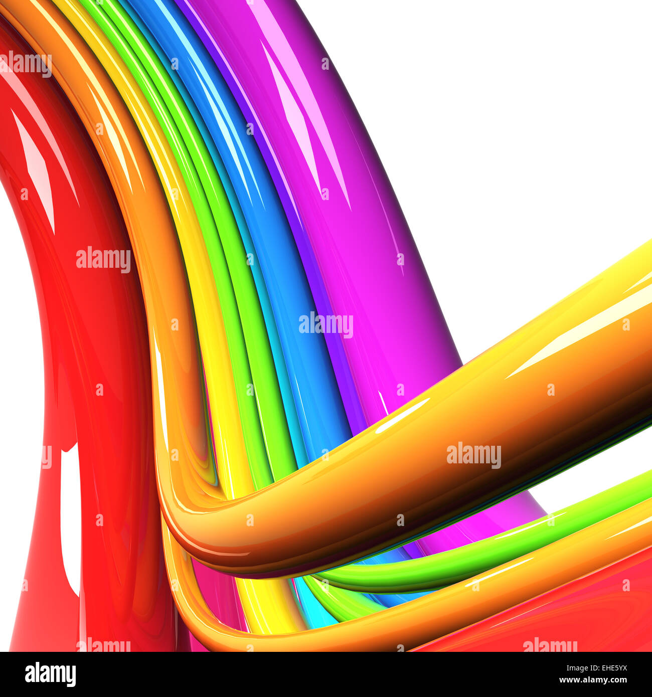 rainbow colored cables over white background Stock Photo - Alamy