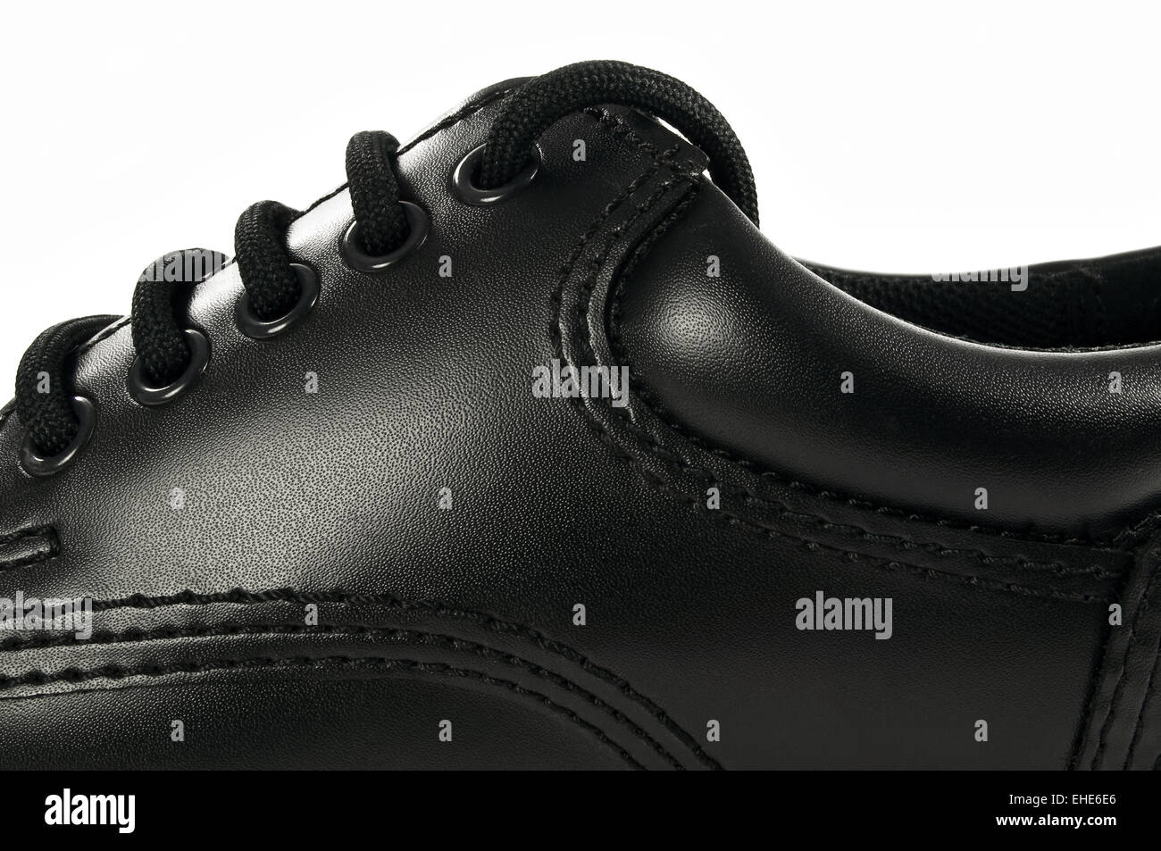 Black leather shoe Stock Photo - Alamy