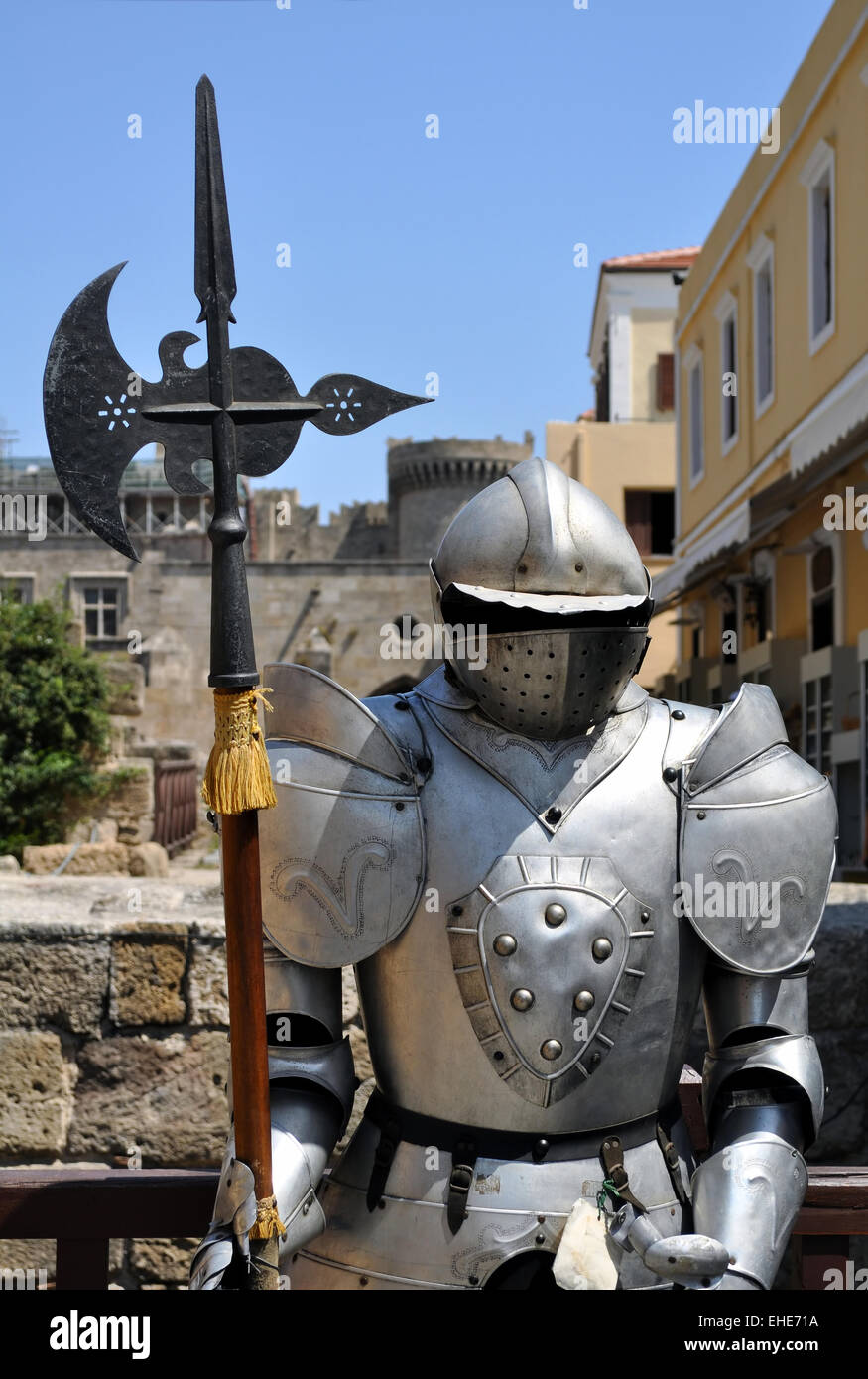 Knight armor. Medieval fortress of Rhodes Stock Photo - Alamy