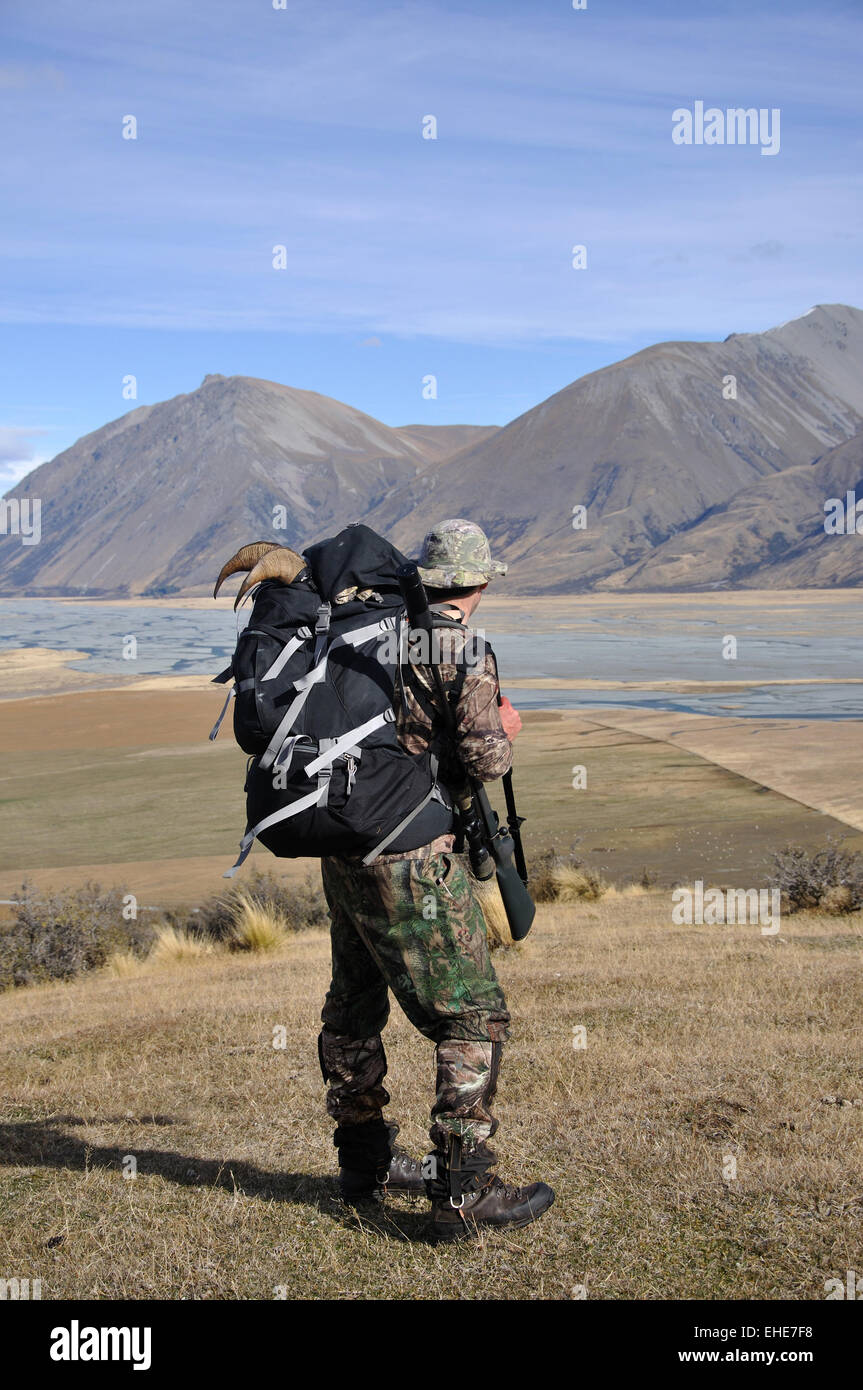 A successful hunter rests with a trophy Himalayan tahr Stock Photo - Alamy