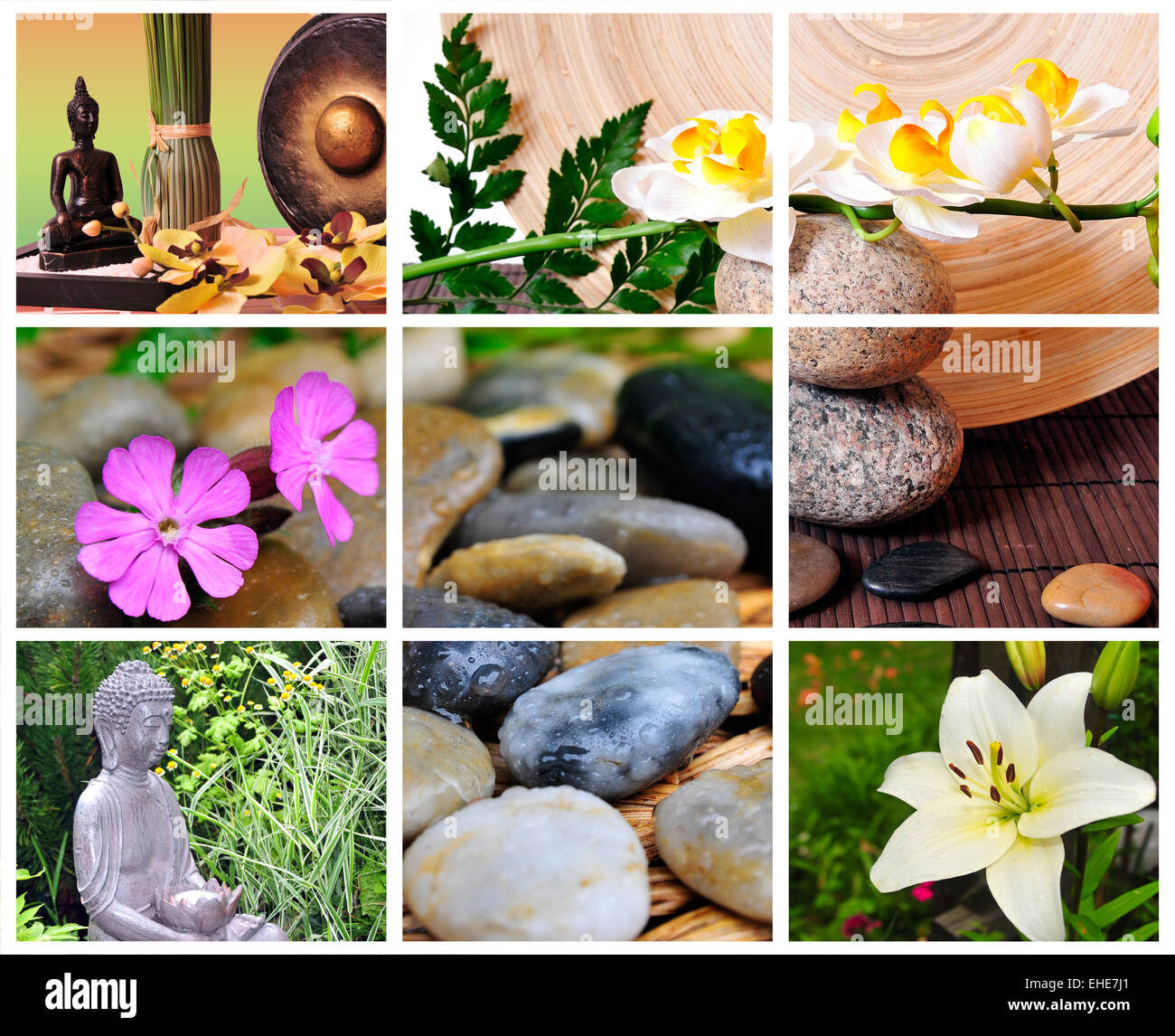 Wellness Collage spa stone Stock Photo - Alamy