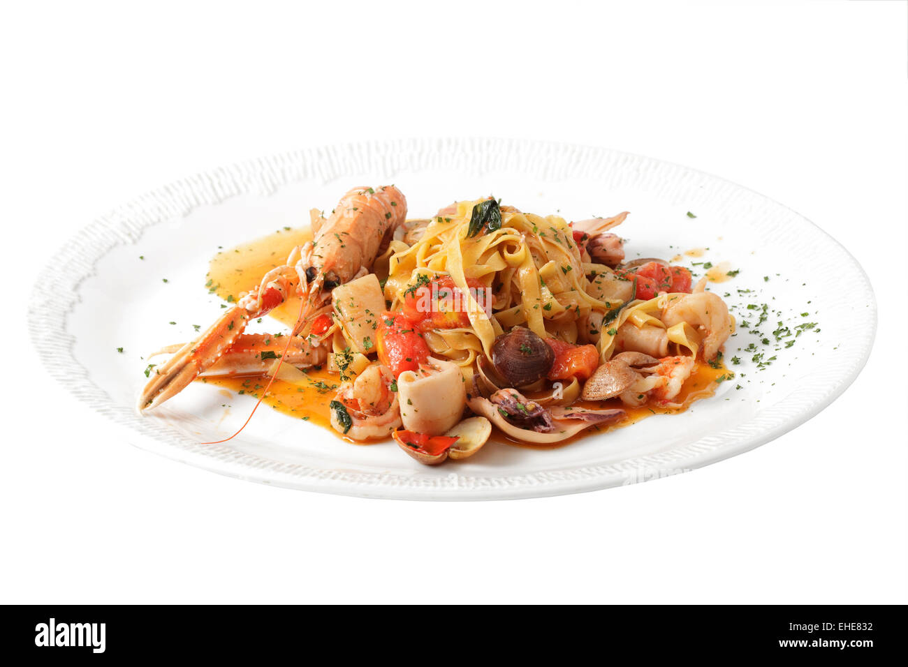 Plate sea food pasta Cut Out Stock Images & Pictures - Alamy