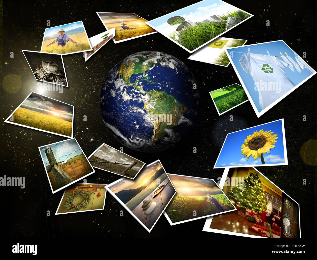 Photos floating around the earth Stock Photo - Alamy