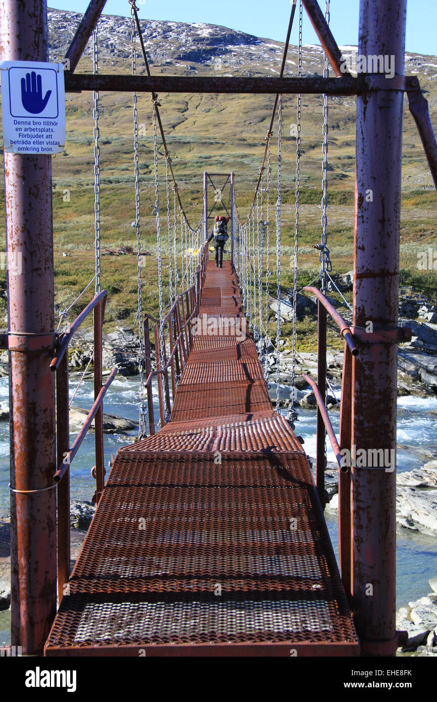 Suspension bridge in Sarek National Park Stock Photo - Alamy