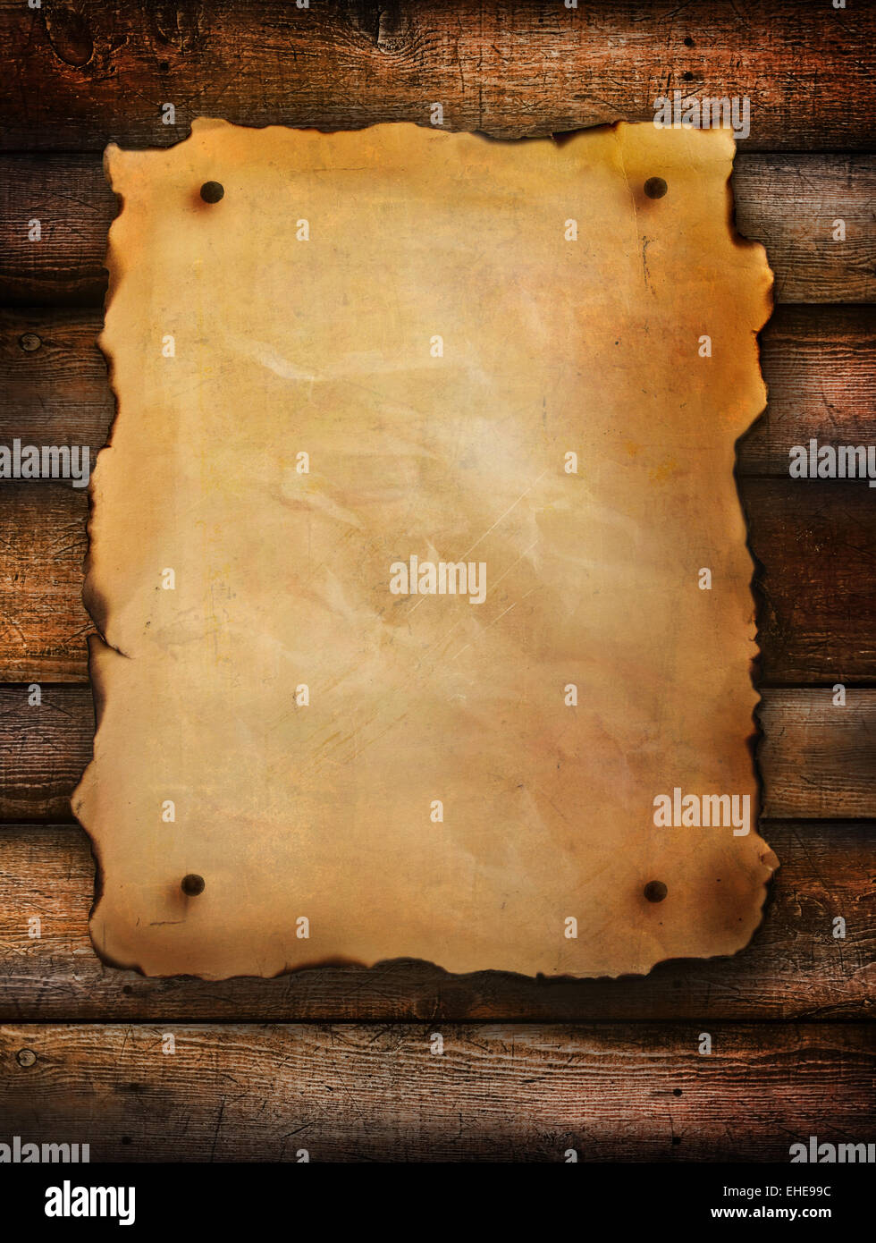 Vintage paper on distressed wood Stock Photo - Alamy