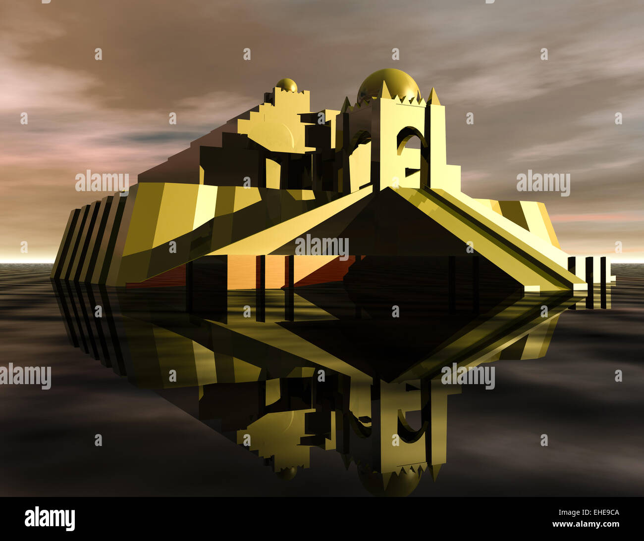 3d fantasy gold temple hi-res stock photography and images - Alamy