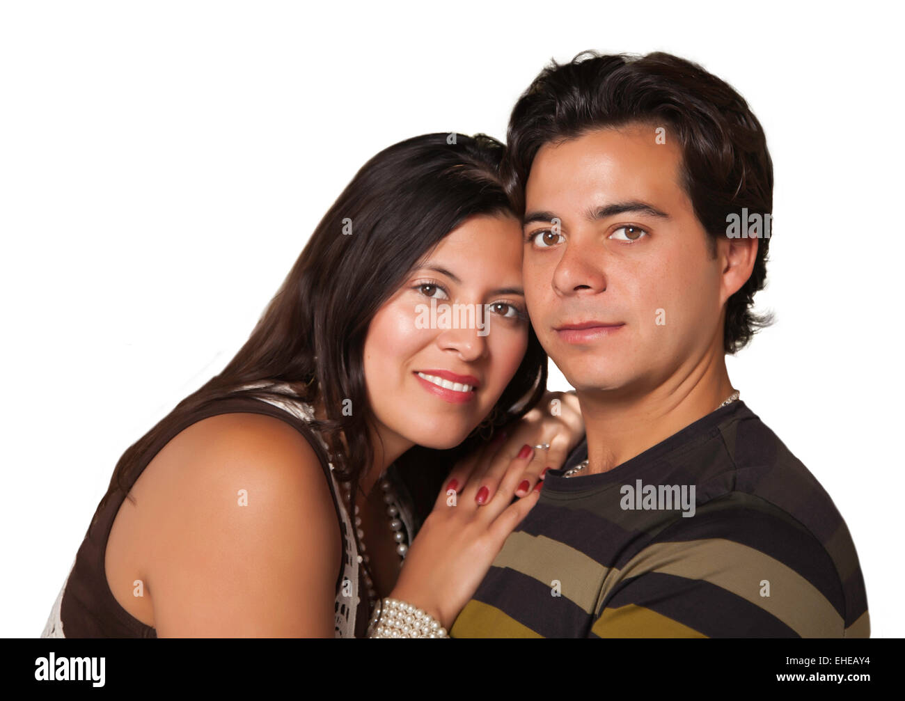 Attractive Hispanic Couple Portrait Isolated on White Stock Photo - Alamy