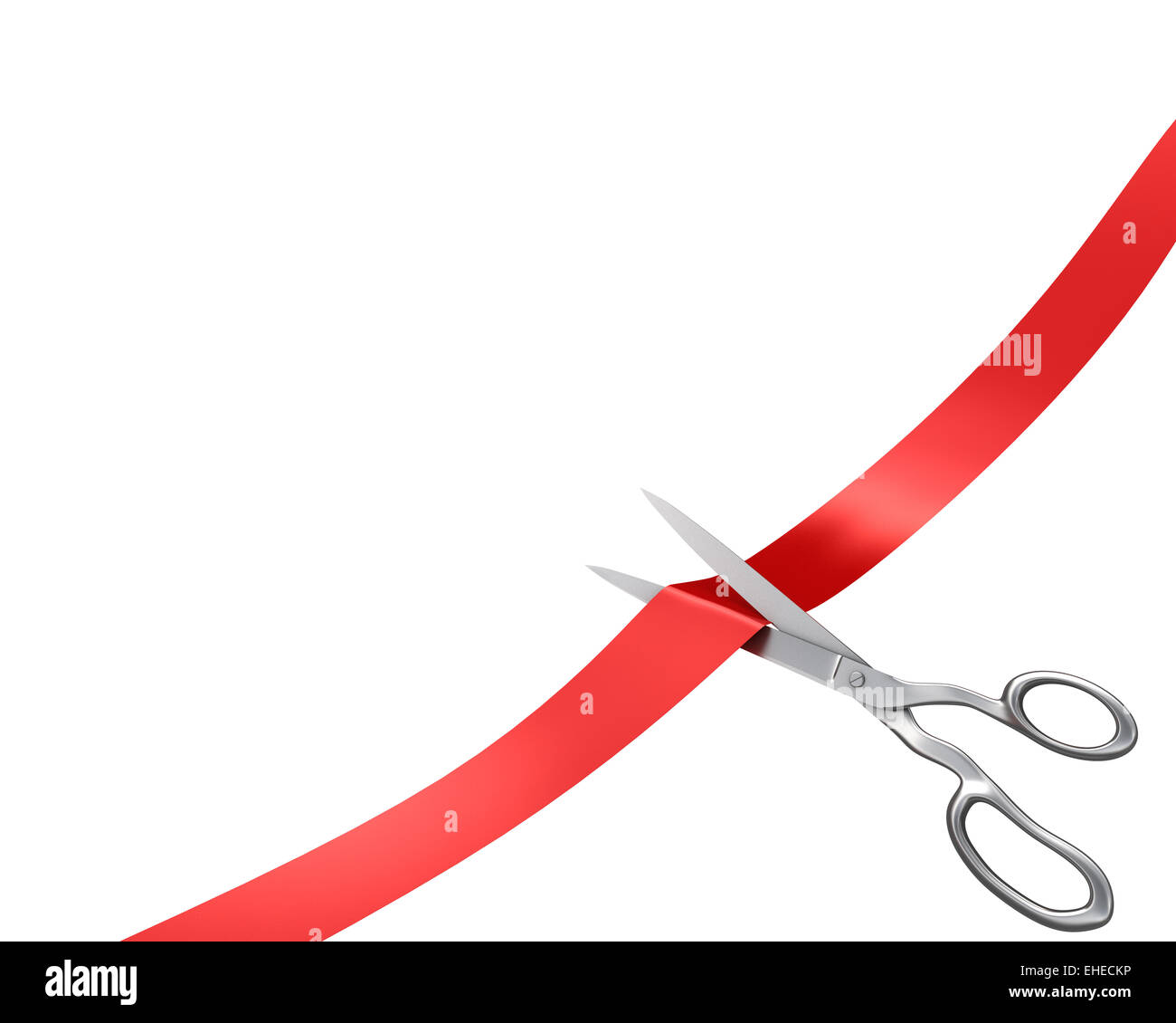 Scissors cut ribbon, corner version Stock Photo - Alamy
