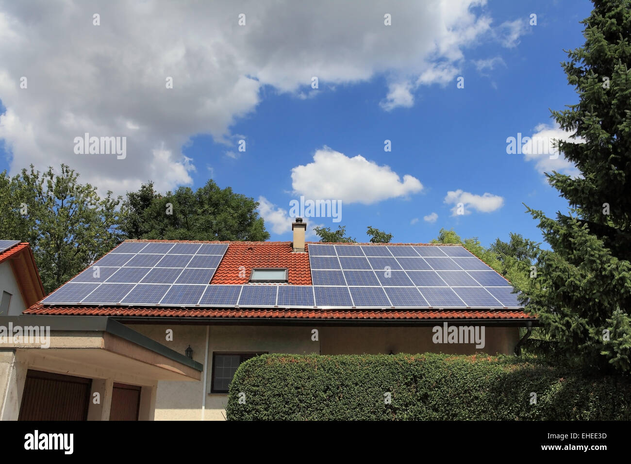 Solar power system roof assembly Stock Photo - Alamy