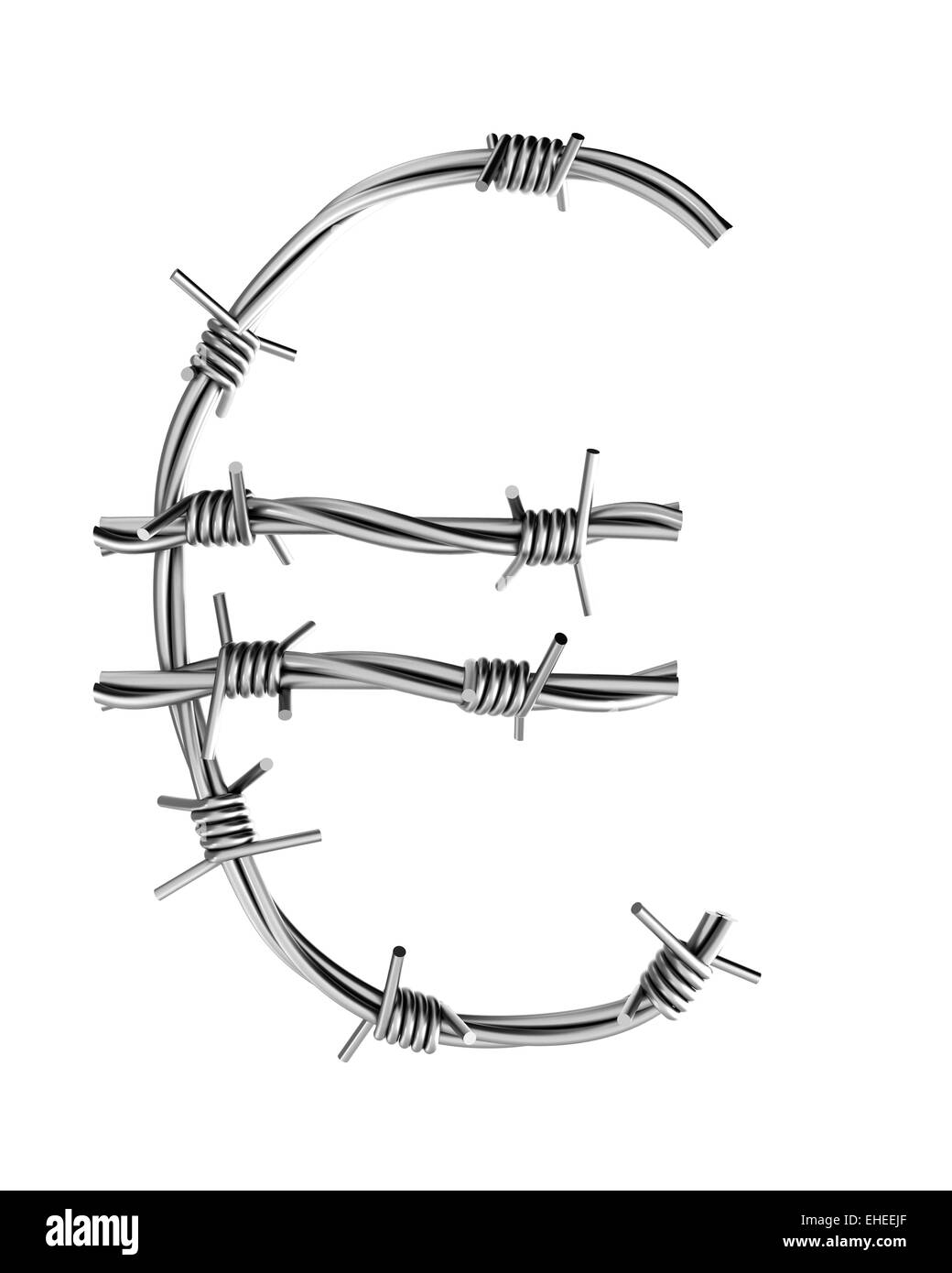 Barbed wire alphabet, euro symbol Stock Photo - Alamy