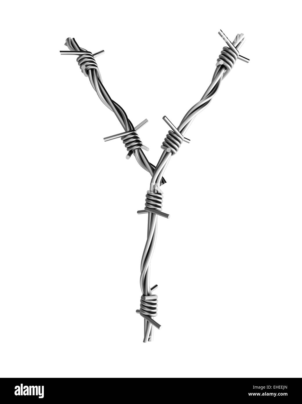 Barbed wire alphabet, Y Stock Photo - Alamy