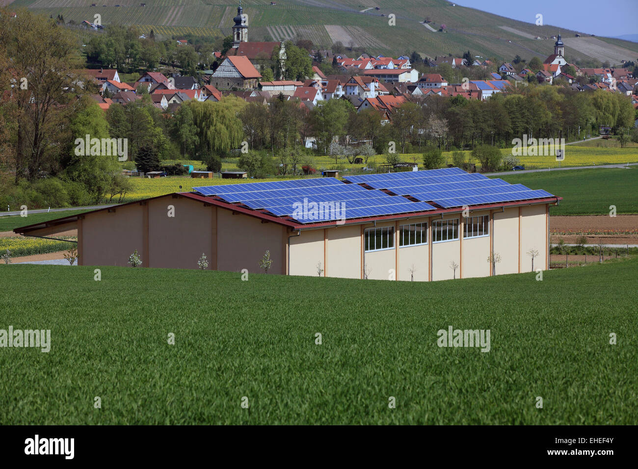 Photovoltaic system on the roof of an industrial building hi-res stock ...