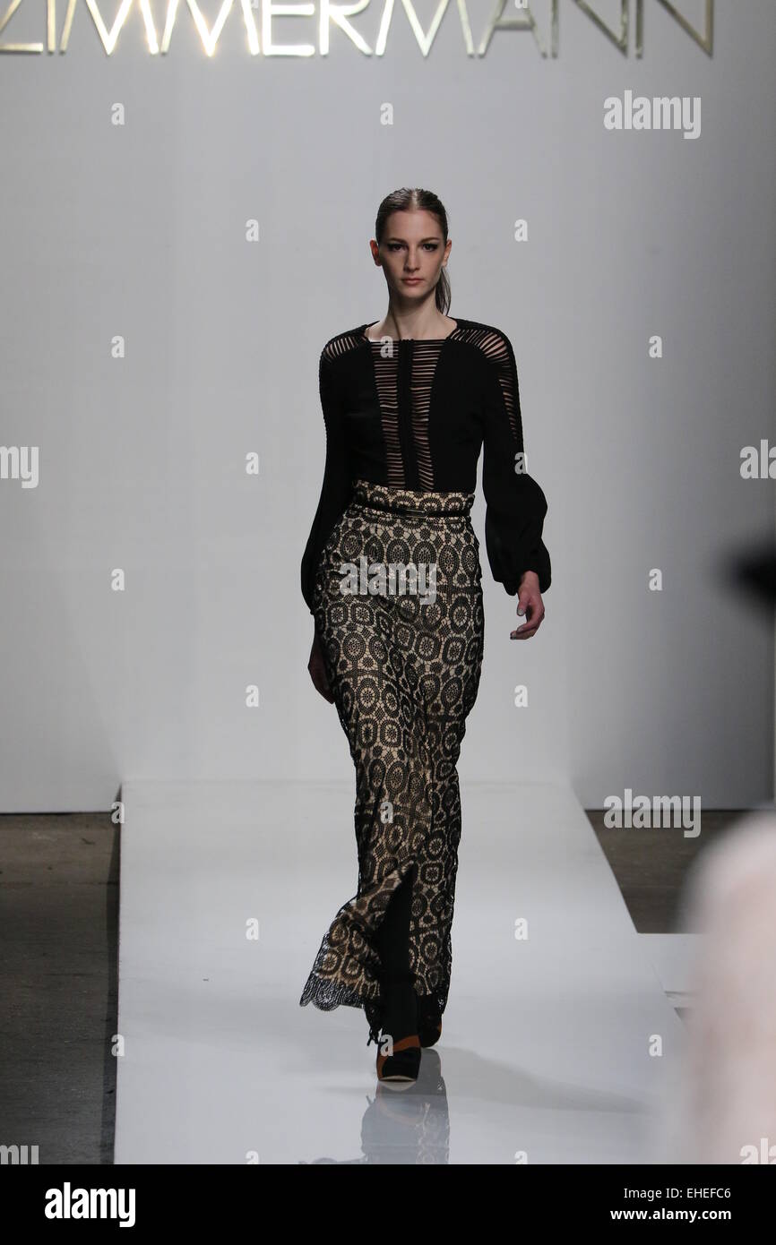 A model walks the runway at Zimmermann fashion show during Mercedes ...