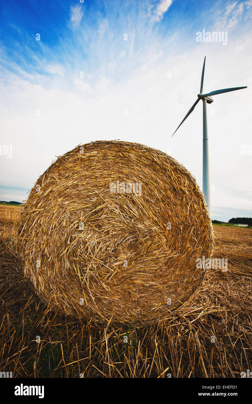 Haybale and Wind Turbine Stock Photo - Alamy